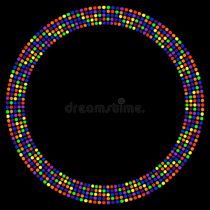 Rainbow Colors Round Frame. Circle Frames with Colorful Wavy Stripes ...