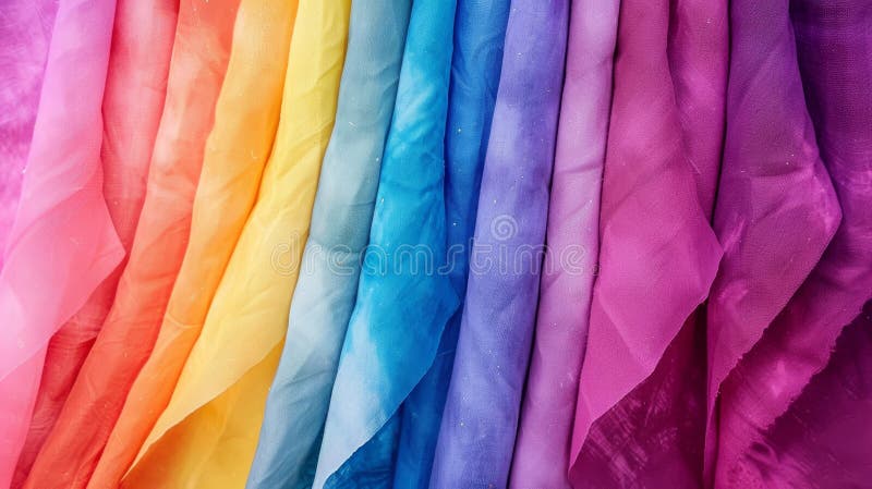 Rainbow Colors on Draped Sheer Fabrics Stock Photo - Image of sewing ...