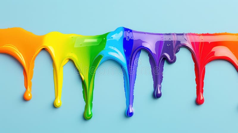 A Rainbow of Colors is Dripping Down a Wall Stock Illustration ...