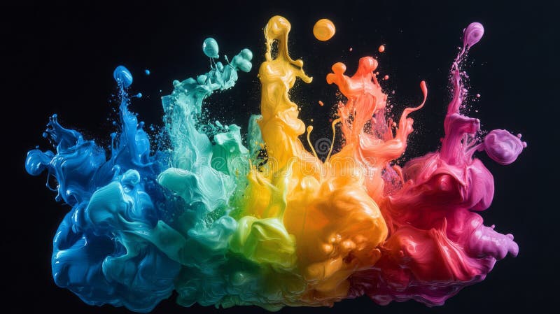 Rainbow Colors Explode in Vibrant Fluid Art Stock Illustration ...