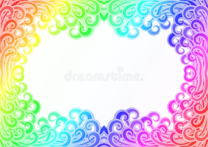 Rainbow Wave Flames Frame Border Stock Illustration - Illustration of ...
