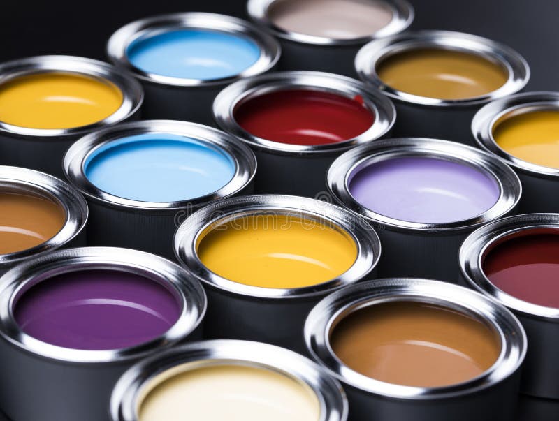 Rainbow Colors, Group of Tin Metal Cans Stock Image - Image of colored ...