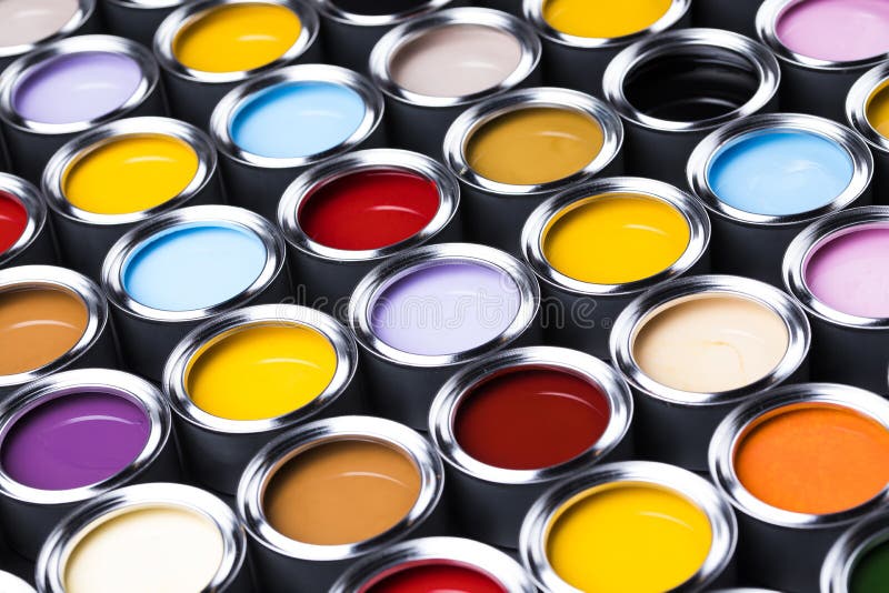 Rainbow Colors, Group of Tin Metal Cans Stock Photo - Image of color ...