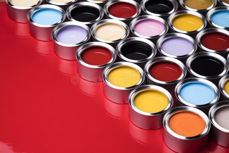 Rainbow Colors, Group of Tin Metal Cans Stock Photo - Image of ...