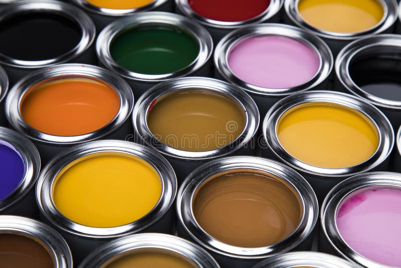 Rainbow Colors, Group of Tin Metal Cans Stock Photo - Image of messy ...