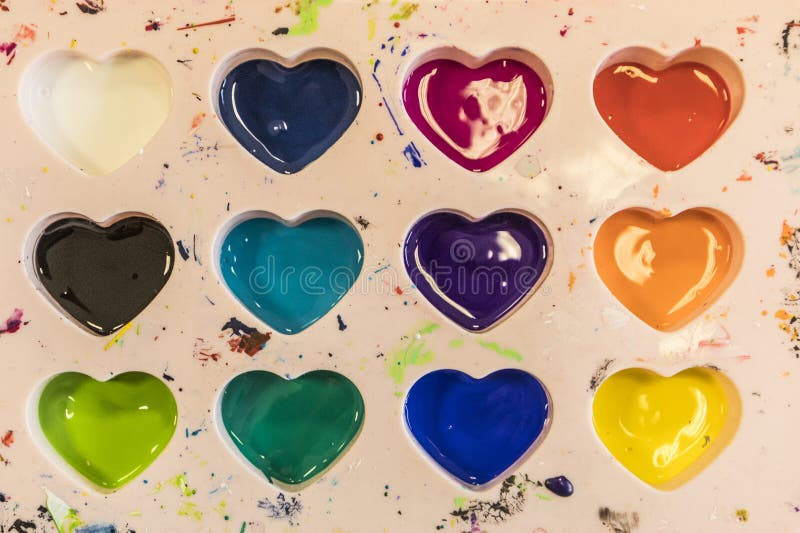 Rainbow Colors in Heart Shape Stock Image - Image of artist, color ...