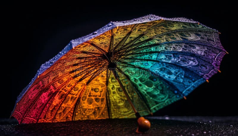 Rainbow Colors Illuminate Dark Night with Umbrella Generated by AI ...