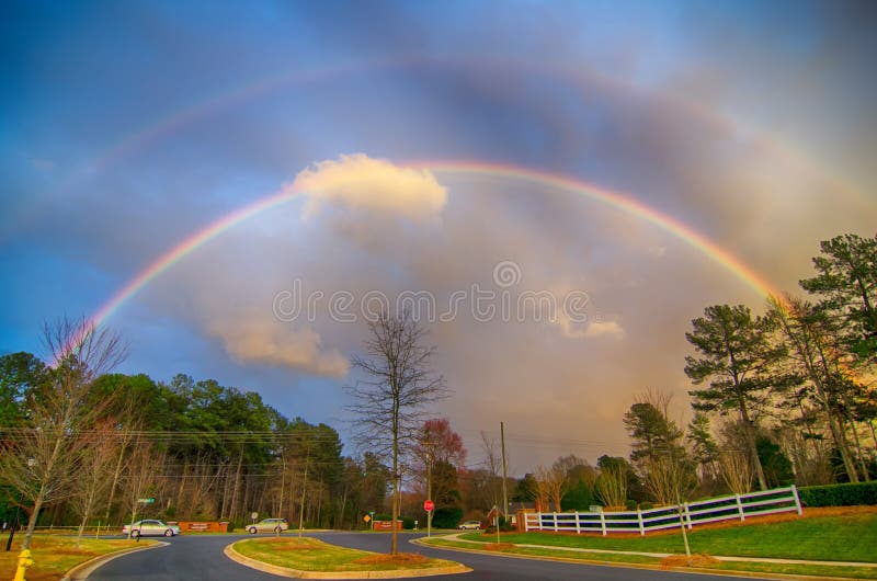 Rainbow Colors Over Country Roads Stock Photo - Image of aspirations ...