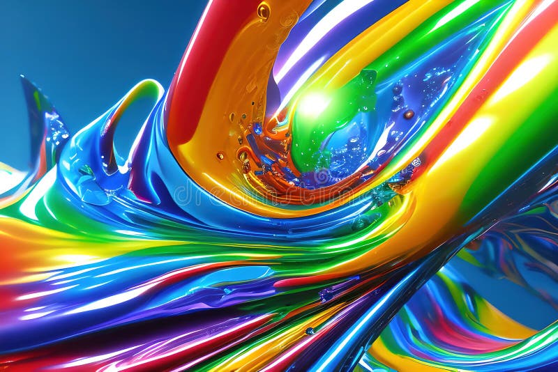 Rainbow Colors Realistic Liquid Plastic Dynamic Fluid Abstract ...