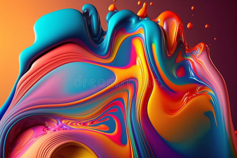 Rainbow Colors Realistic Liquid Plastic Dynamic Fluid Abstract ...