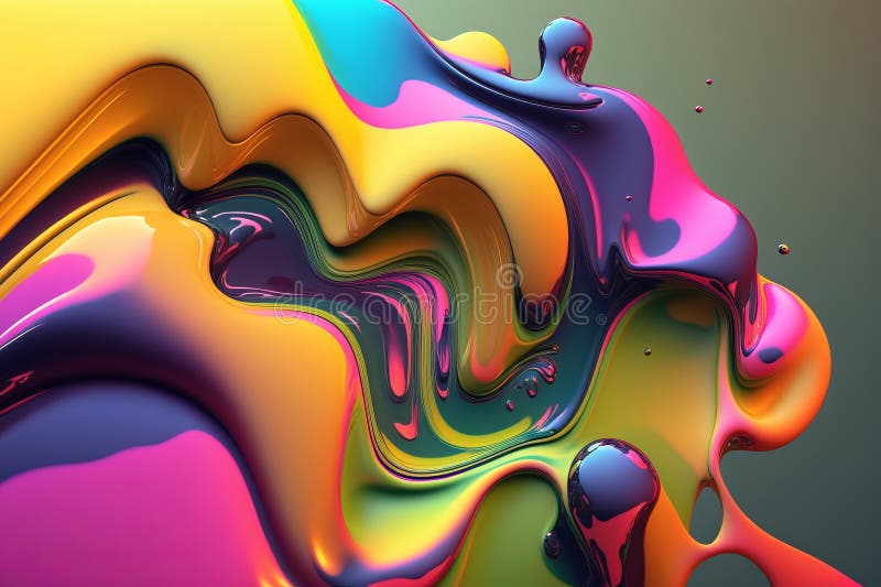 Rainbow Colors Realistic Liquid Plastic Dynamic Fluid Abstract ...