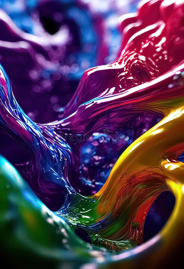Rainbow Colors Realistic Liquid Plastic Dynamic Wavy Fluid Abstract ...