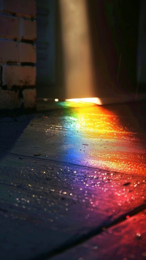 Rainbow Colors Reflecting on a Wet Urban Sidewalk Stock Image - Image ...