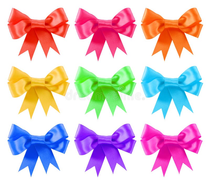 Rainbow Colors Satin Gift Bow Set Stock Photo - Image of pink, braid ...