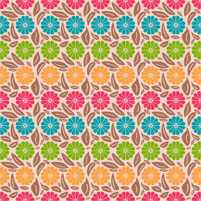 Rainbow Colors Seamless Geometric Repeat Pattern on Cream Background ...