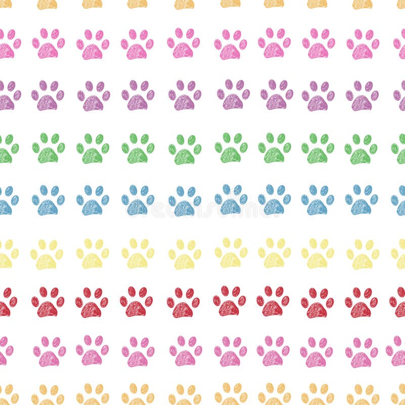 Rainbow Colors Seamless Horizontal Paw Prints Seamless Pattern Stock ...
