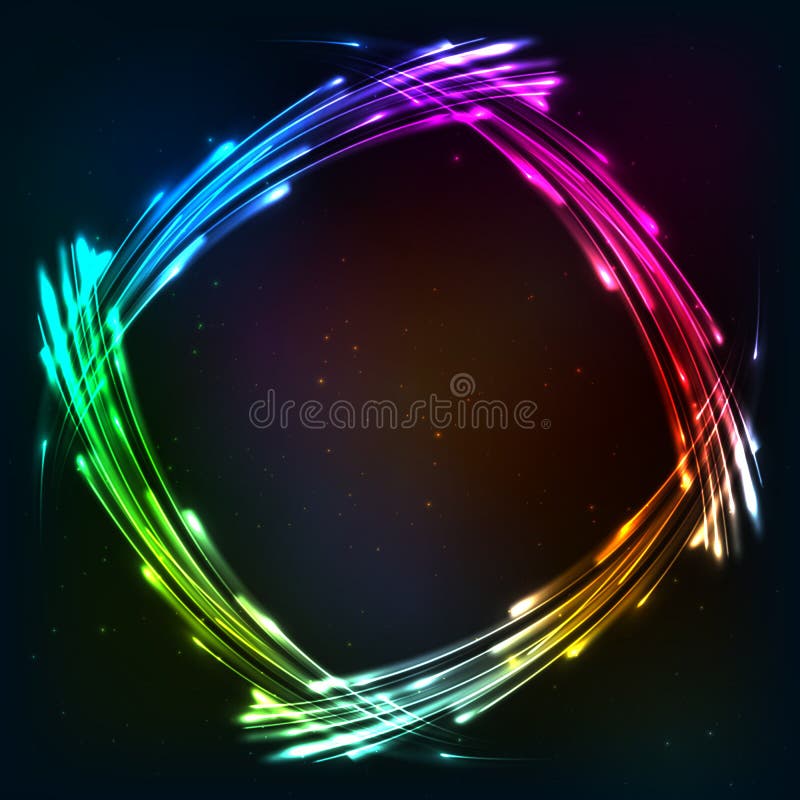 Rainbow Colors Shining Neon Lights Frame Stock Vector - Illustration of ...