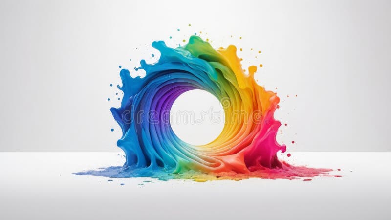 A Rainbow of Colors Splash To Create a Vibrant Circle Stock ...