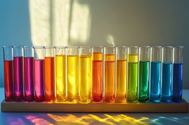 Rainbow of Colors in Test Tubes Stock Illustration - Illustration of ...