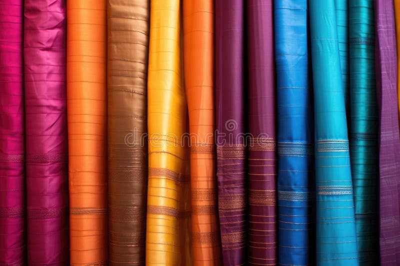 Rainbow of Colors on Traditional Indian Sari Fabric Stock Photo - Image ...