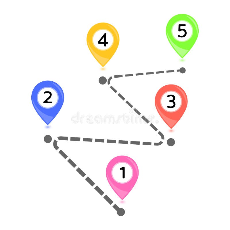 Rainbow Colors Vector Map Point Markers on White. Stock Vector ...