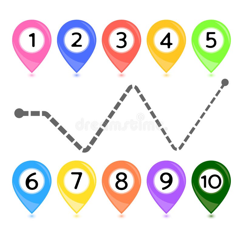 Rainbow Colors Vector Map Point Markers on White. Stock Vector ...