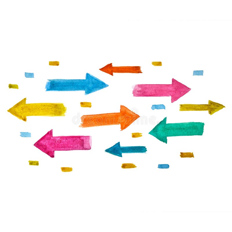 Rainbow Colors Watercolor Brush Stroke Arrows Collection Stock Photo ...