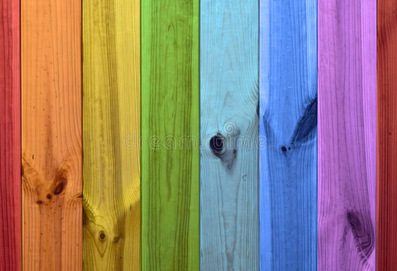 Rainbow On Wood Background