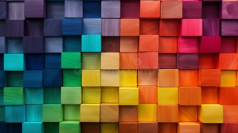 Rainbow Colors Wooden Blocks Stock Image - Image of building, design ...