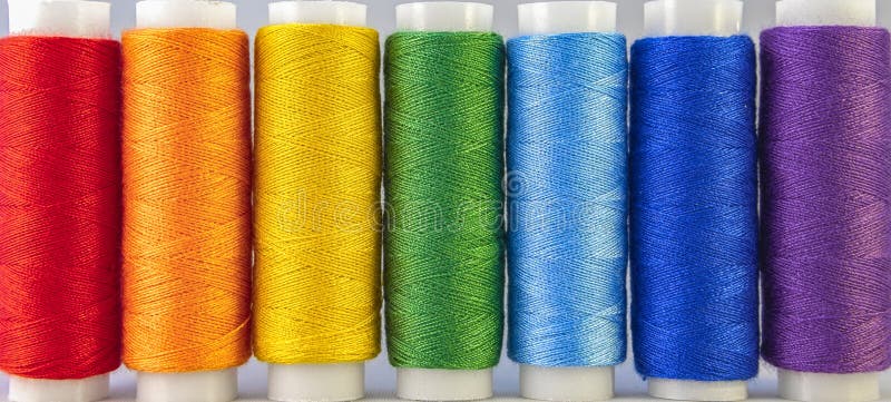 Rainbow Colour Sewing Threads Stock Photo - Image of colourful ...