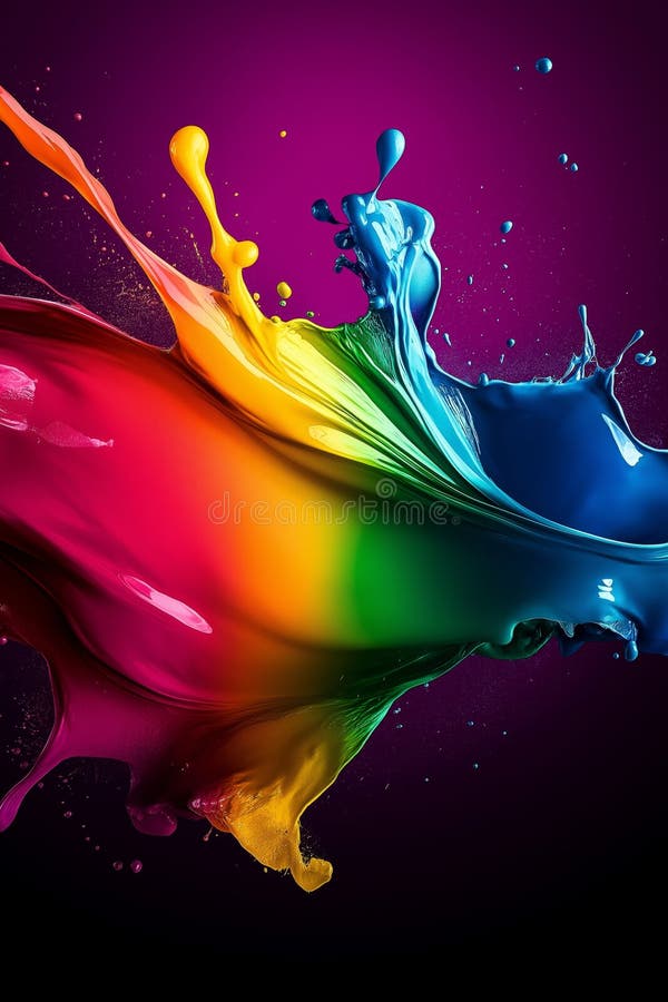 Rainbow Colour Three-dimensional Splashes on a Dark Background. Rainbow ...