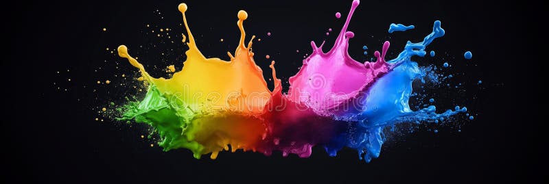 Rainbow Colour Three-dimensional Splashes on a Dark Background. Rainbow ...