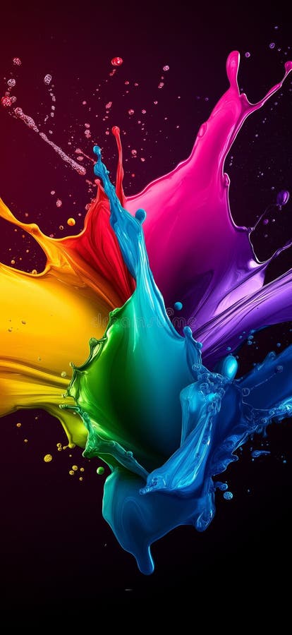 Rainbow Colour Three-dimensional Splashes on a Dark Background. Rainbow ...