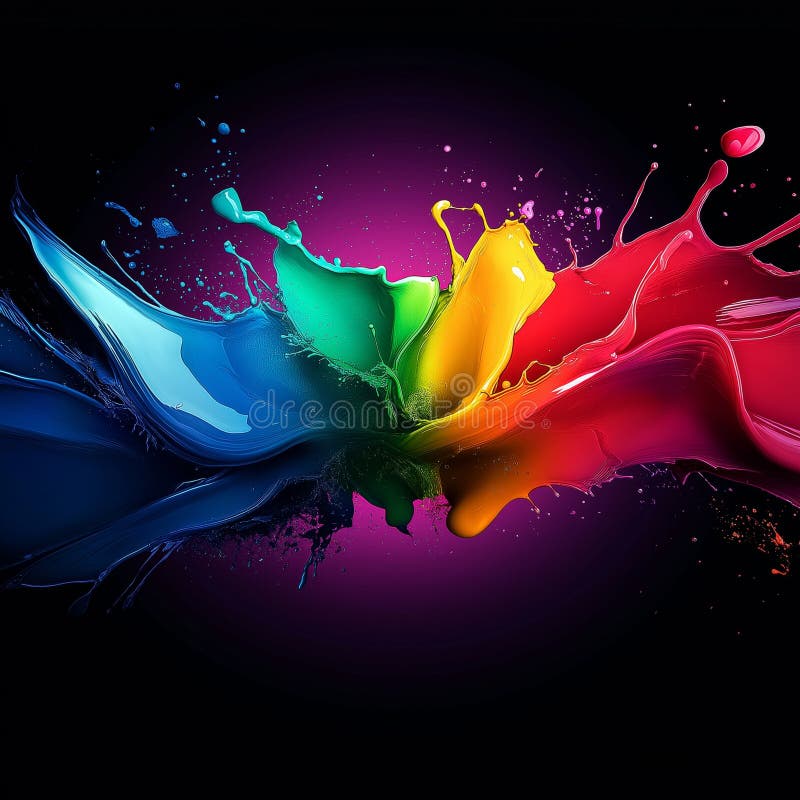 Rainbow Colour Three-dimensional Splashes on a Dark Background. Rainbow ...