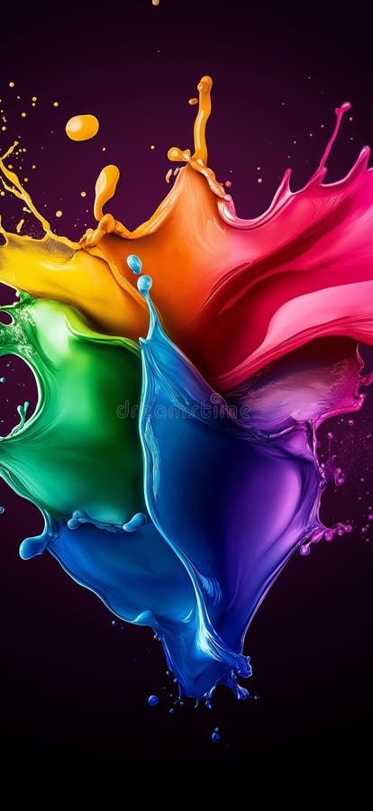 Rainbow Colour Three-dimensional Splashes on a Dark Background. Rainbow ...