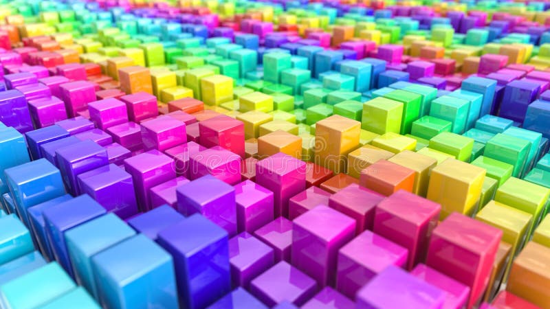 Rainbow coloured cubes stock illustration. Illustration of modern ...