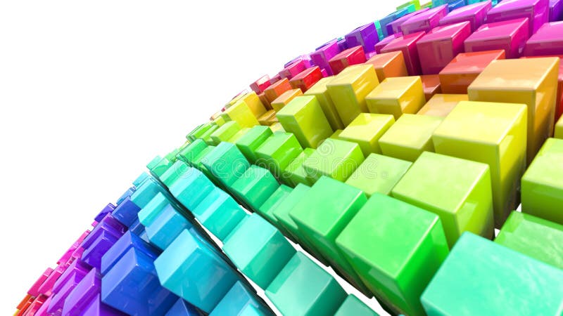Rainbow coloured cubes stock illustration. Illustration of square ...