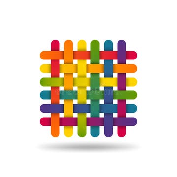 Rainbow Coloured Interwoven Threads. Textile Fabric Symbol Stock Vector ...