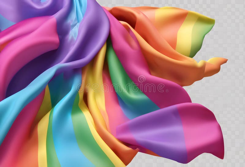 Rainbow Coloured Ribbon Floating on a Transparent Background Stock ...