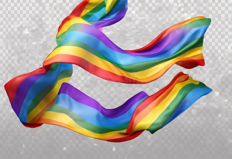Rainbow Coloured Ribbon Floating on a Transparent Background Stock ...