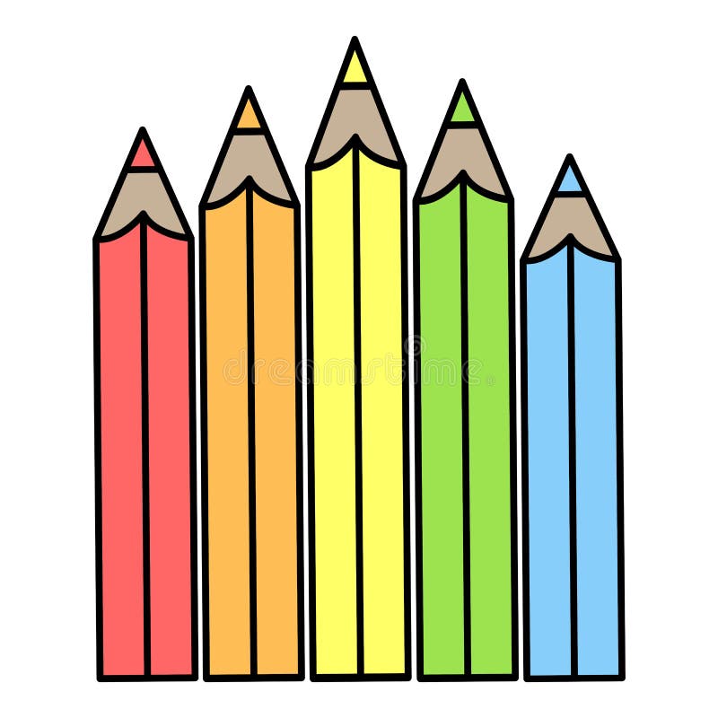 Cartoon coloured pencils stock illustration. Illustration of drawn ...