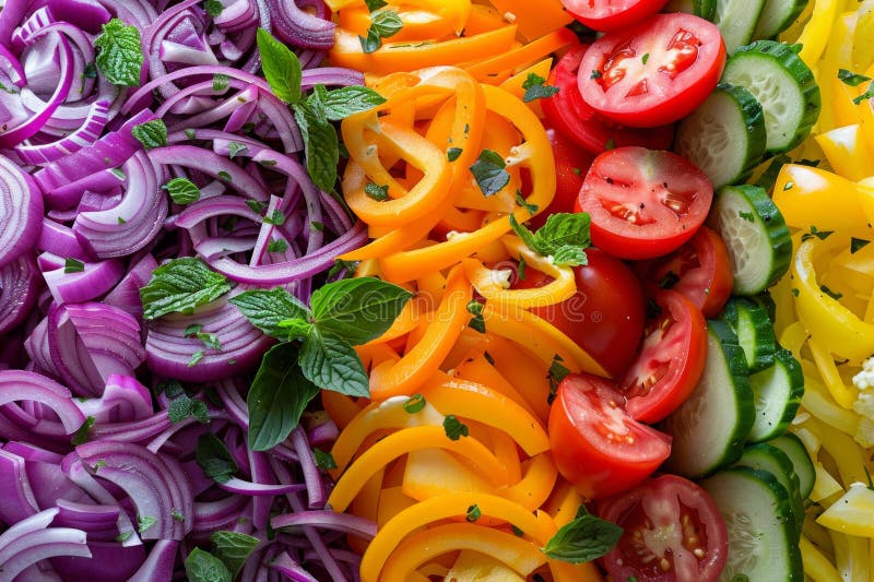 Rainbow Colourful Background of Fresh and Healthy Raw Food Stock Image ...