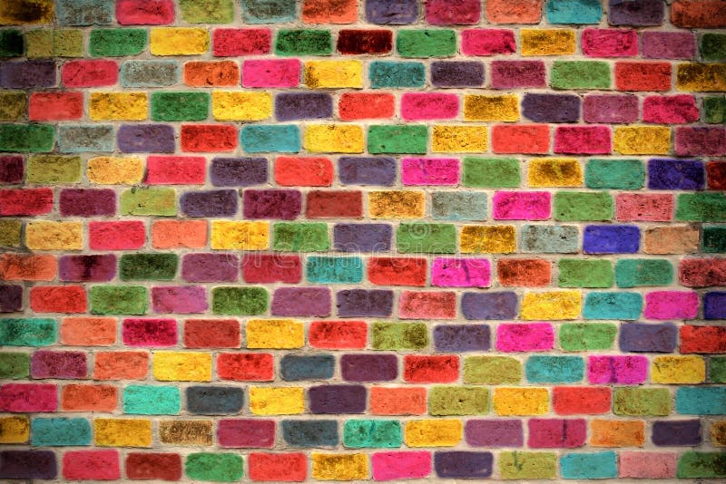 Rainbow Colourful Brick Wall Stock Photo - Image of built, material ...