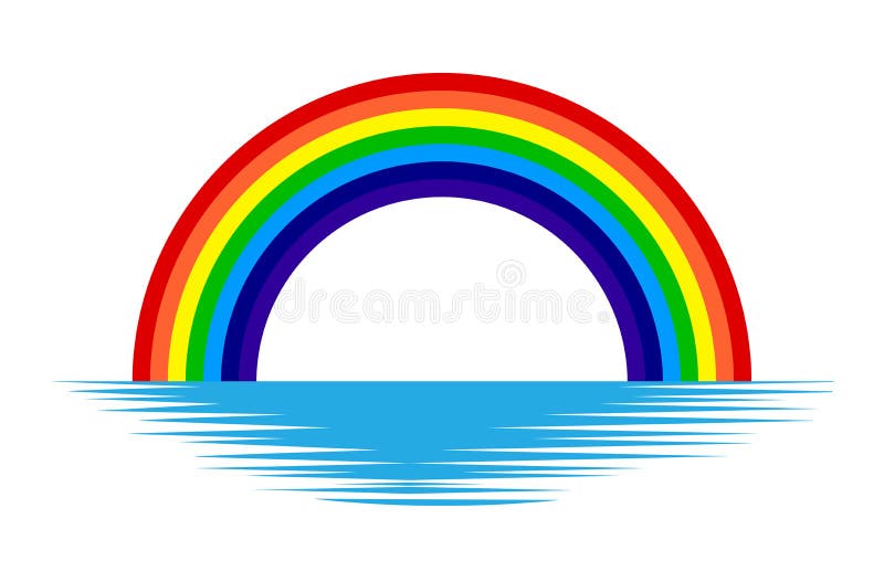 Rainbow Colourful Vector Illustration on Water in White Background ...