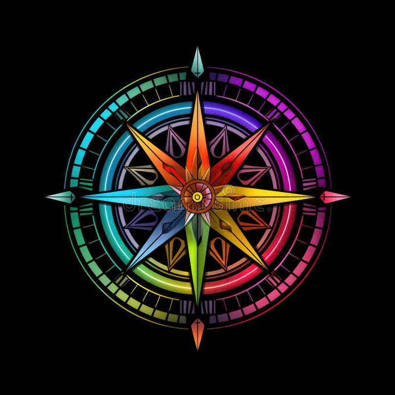 Rainbow Compass Rose a Compass Icon Showcasing a Beautiful Compass ...