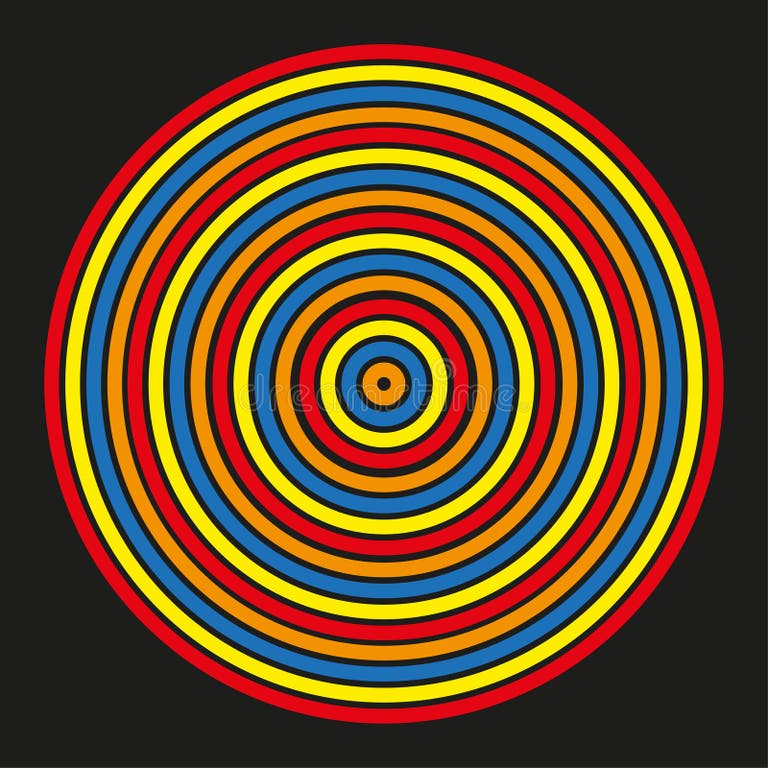 Rainbow Concentric Circles. Colorful Ring Pattern. Vector Spiral Design. Bright Circular ...