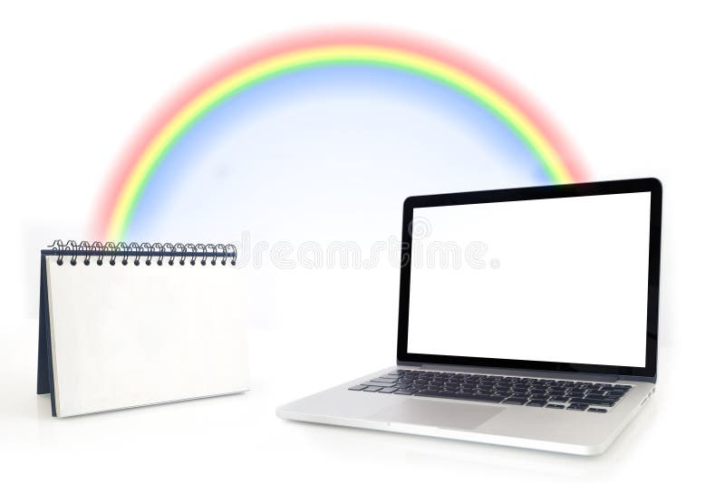 The Rainbow Connection between the Laptop and Work Schedules. Bl Stock ...
