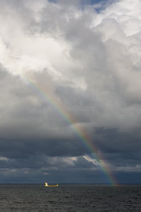 Rainbow and container ship stock image. Image of colour - 34159063