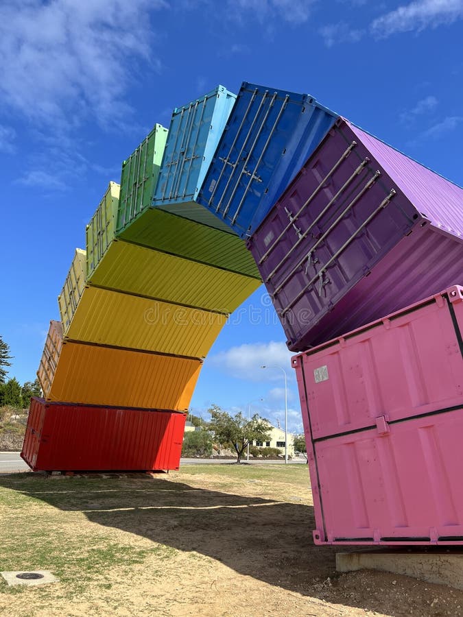 Rainbow Containers editorial stock photo. Image of design - 277324228