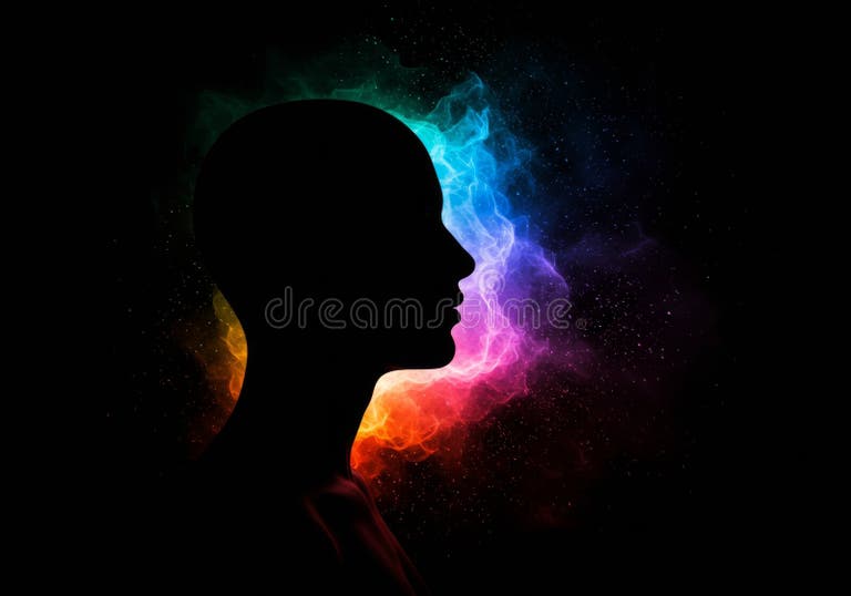 Rainbow Cosmic Energy Silhouette Stock Illustration - Illustration of ...